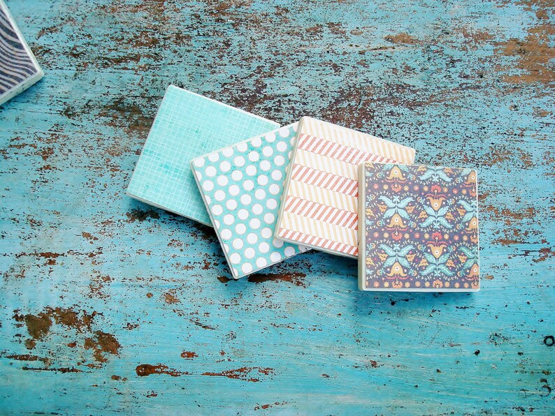 Magnets Set of 4 repurposed Housewares 2 Inch Square Tile | Etsy