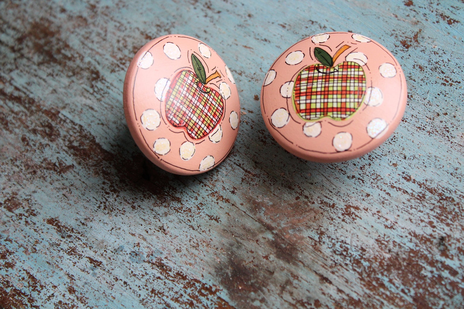 Hand Painted Knobs Country Decor Wood Fixtures | Etsy