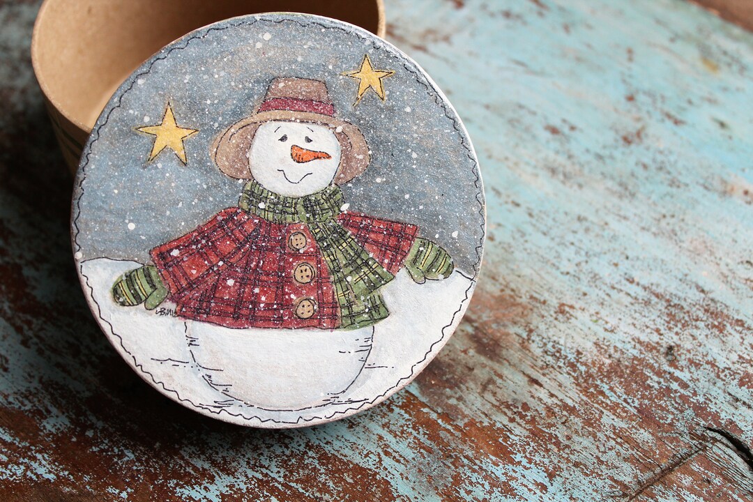 Hand Painted Gift Box for Small Treasures Snowman Decor - Etsy