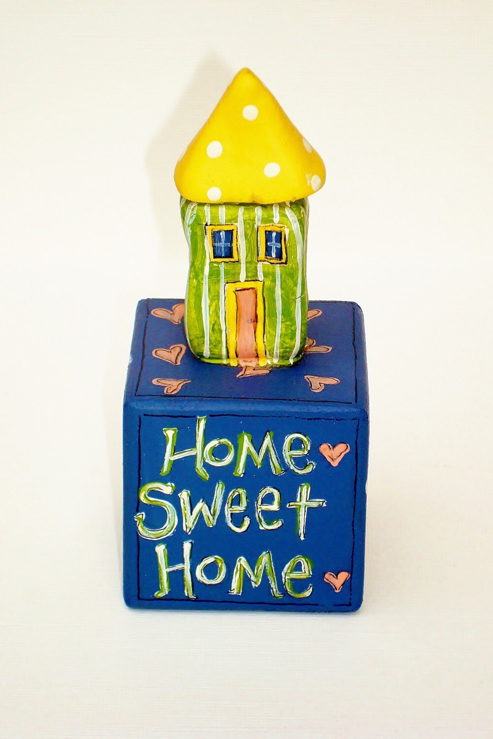 Clay House Hand Painted Block Sculpture Art New Home - Etsy
