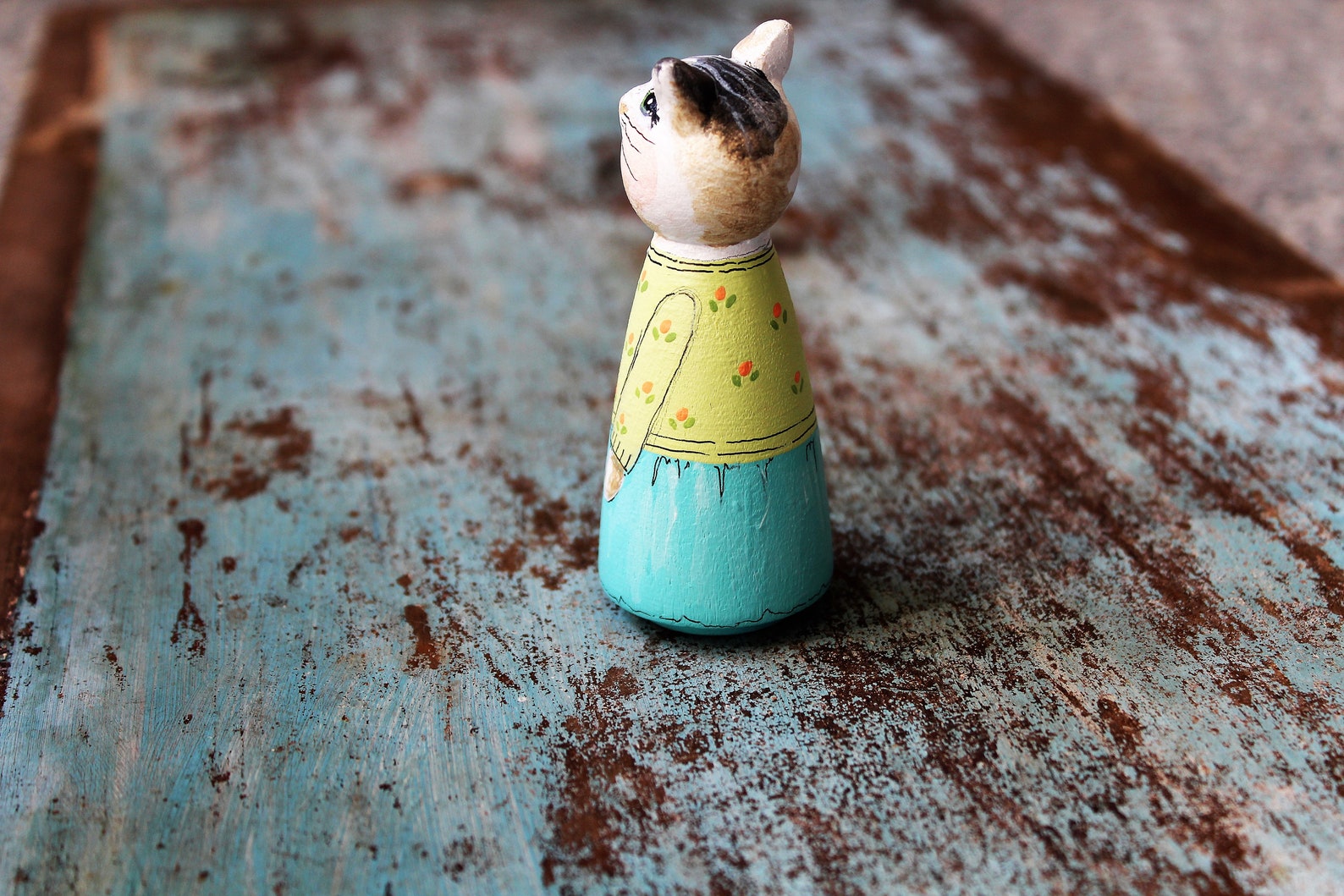 Cat Peg Doll, Kitty Cat Art Doll Ready to Ship - Etsy