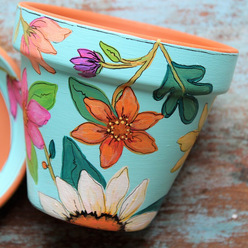 Painted Planter - Etsy