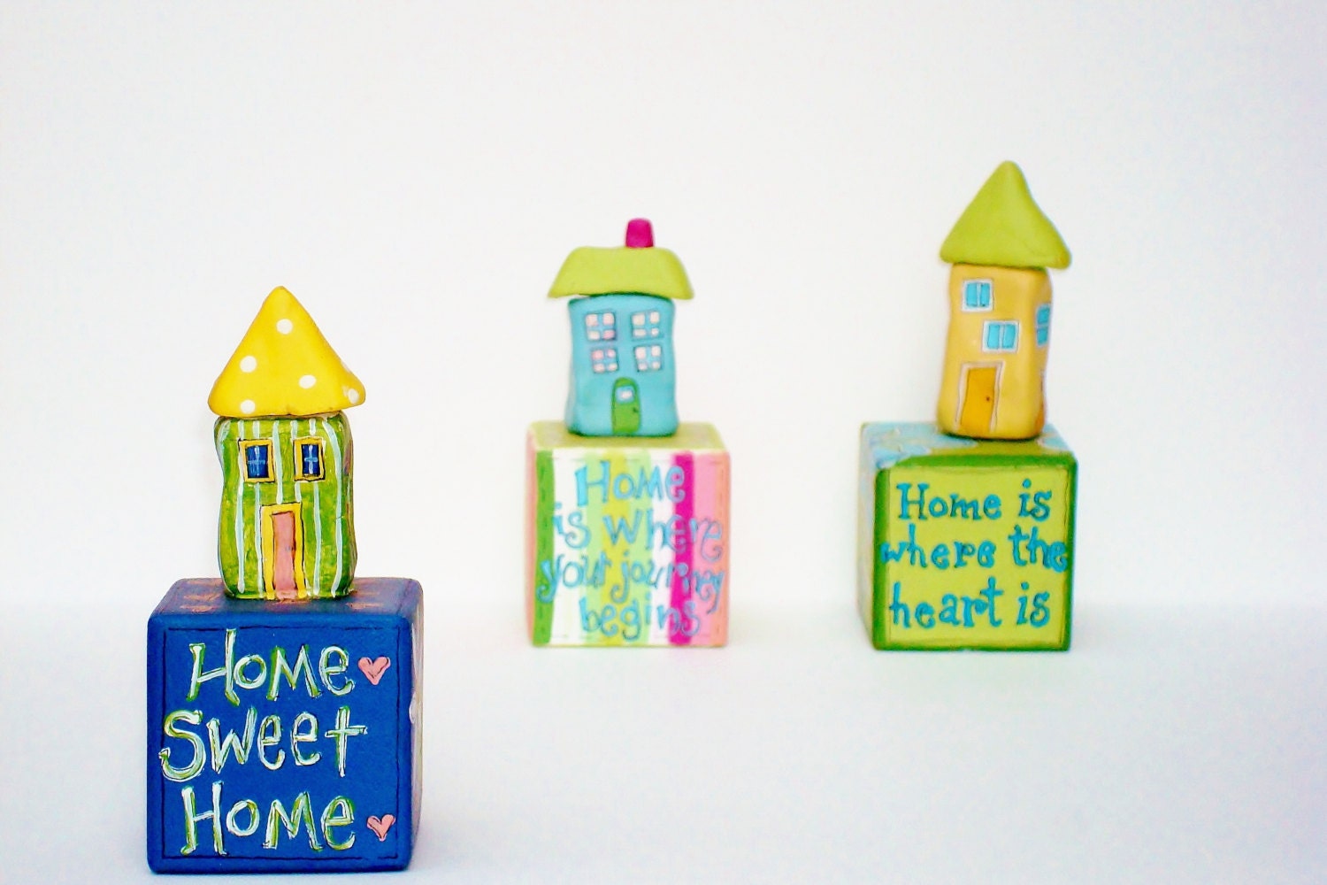 Clay House Hand Painted Block Sculpture Art New Home - Etsy