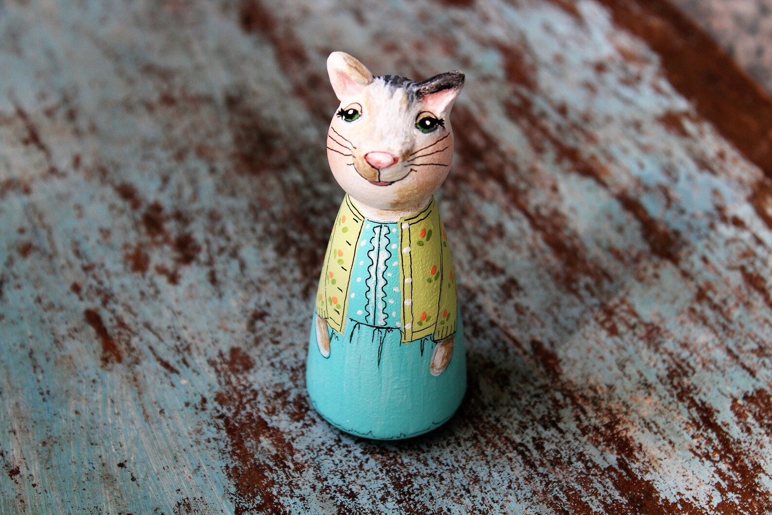 Cat Peg Doll, Kitty Cat Art Doll Ready to Ship - Etsy