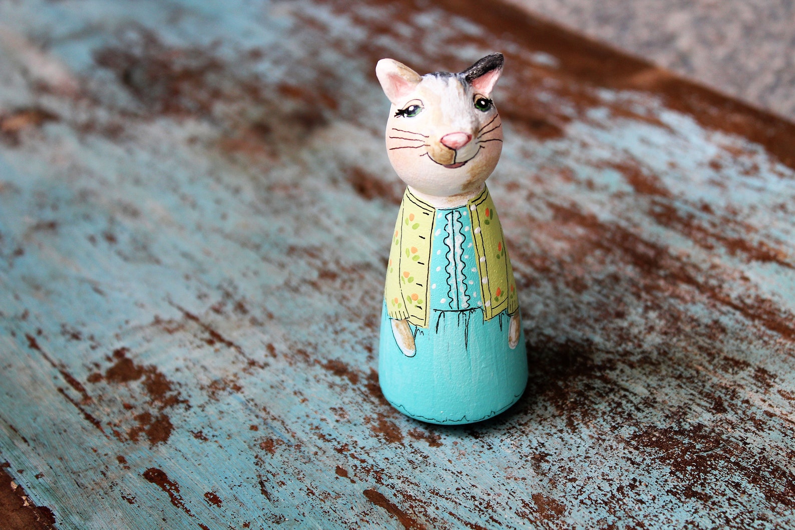 Cat Peg Doll, Kitty Cat Art Doll Ready to Ship - Etsy
