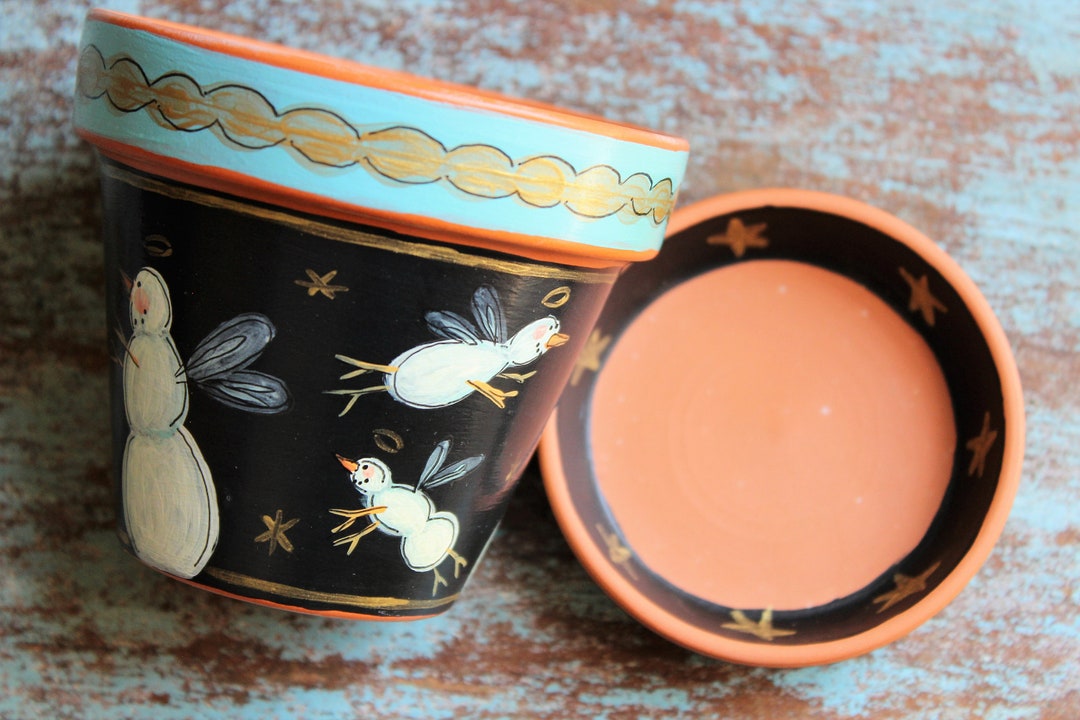 Holiday Planter, 3 Inch Terracotta Pot, "angel Wings" Teacher's Gift ...