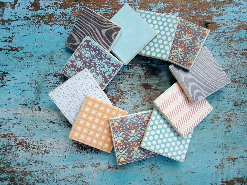 Magnets Set of 4 repurposed Housewares 2 Inch Square Tile | Etsy