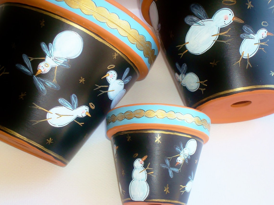 Holiday Planter 3 Inch Terracotta Pot angel | Etsy