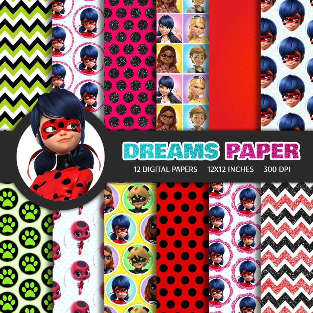 Miraculous Ladybug, Digital Paper, Party, Decor, Wallpaper, Background ...