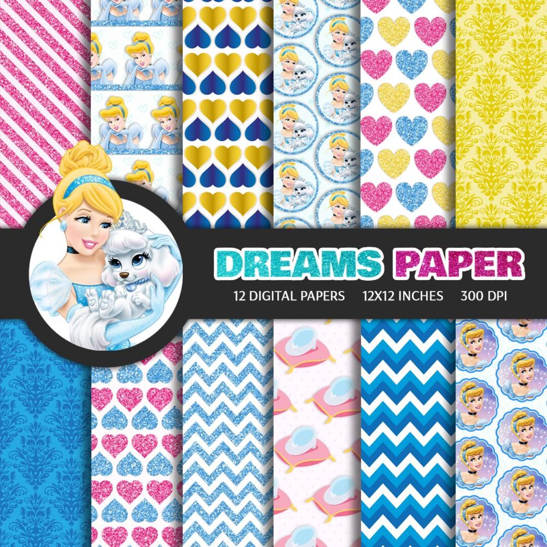 Cinderella, Digital Paper, Party, Decor, Wallpaper, Background, Party ...