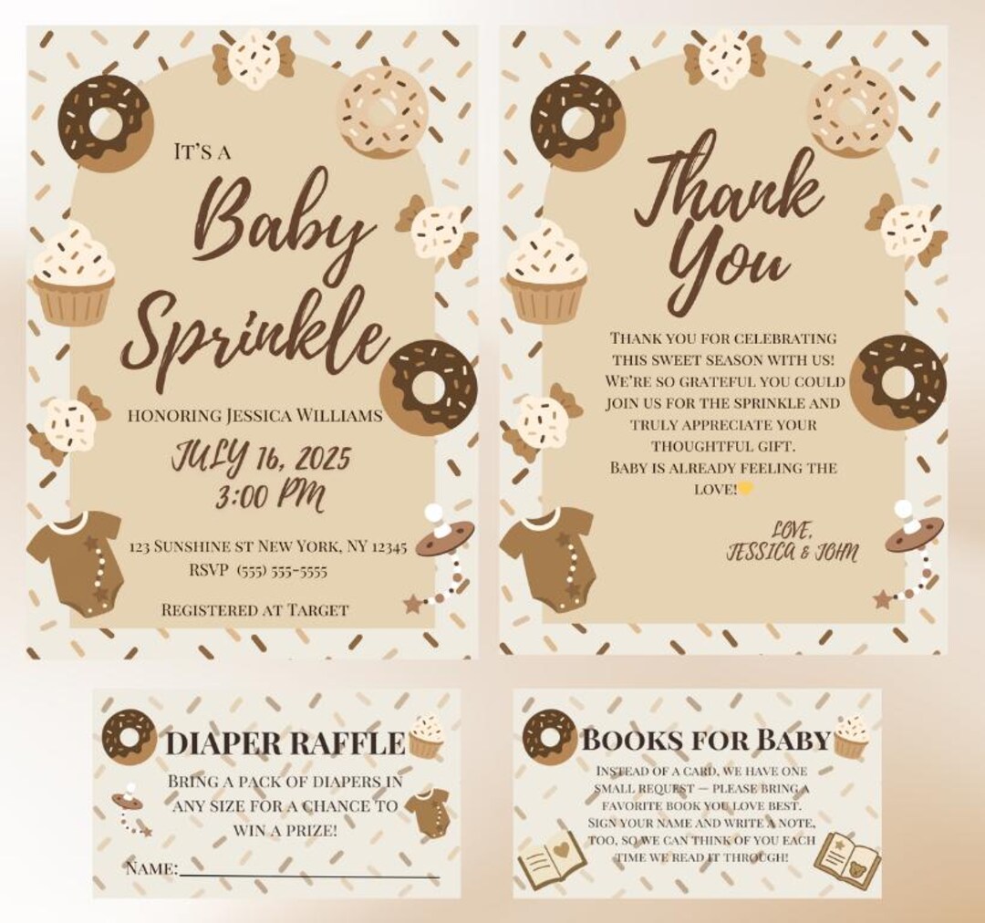 Sprinkle Baby Shower Invitation Bundle – Editable Canva Templates ...