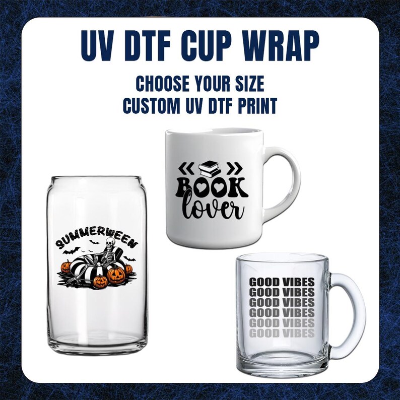 Custom UV DTF Sticker: Waterproof Permanent Label for Glass, Mugs ...