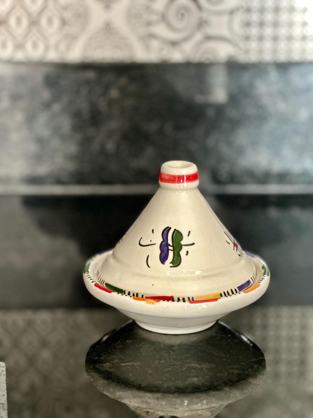 Moroccan Ceramic Tagine Hand Painted - Unique Serving Dish - Moroccan ...