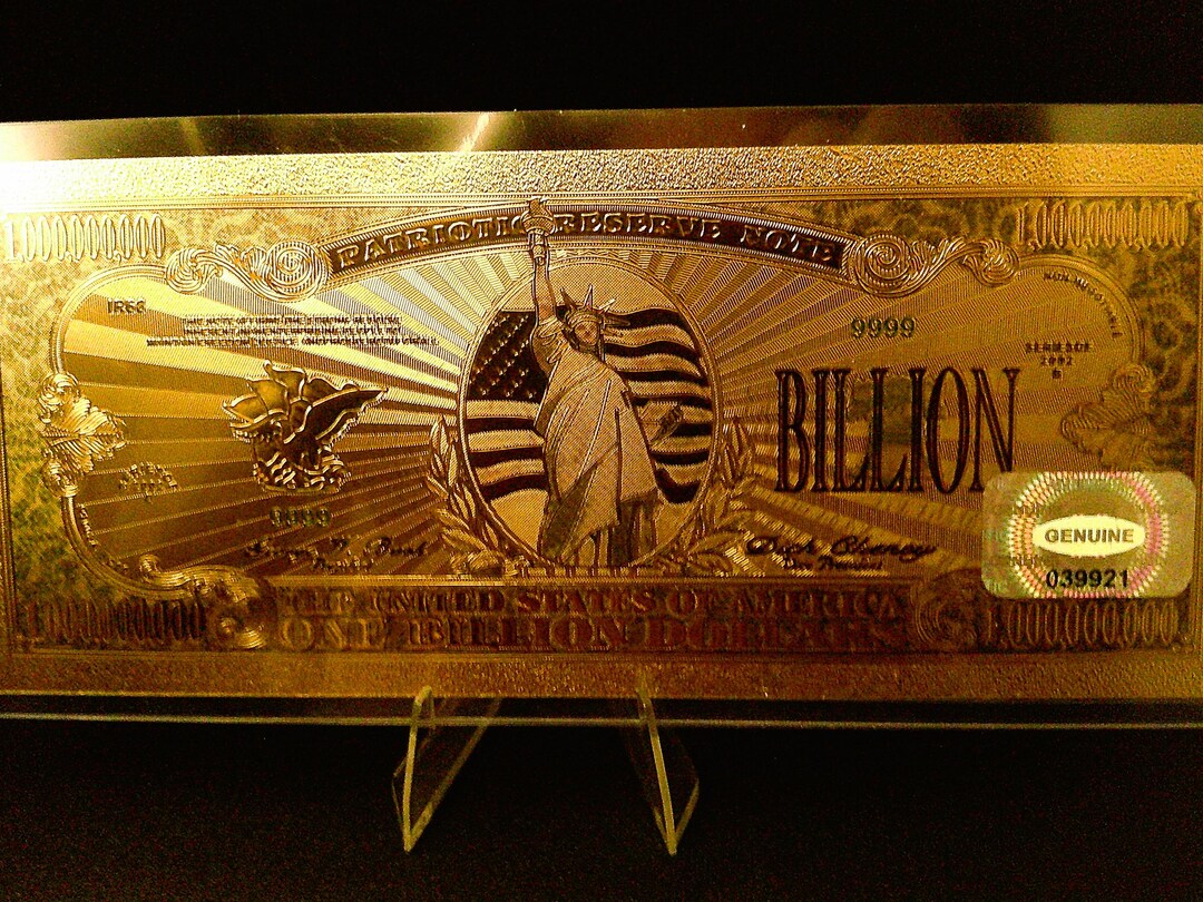 Billion Dollar Gold Foil Bill - 24K Gold Plated Novelty Collectible ...
