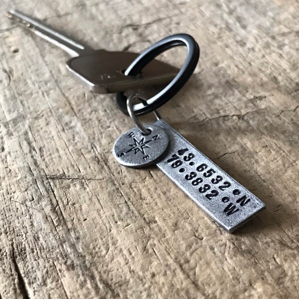 Engraved Compass Keychain - Etsy