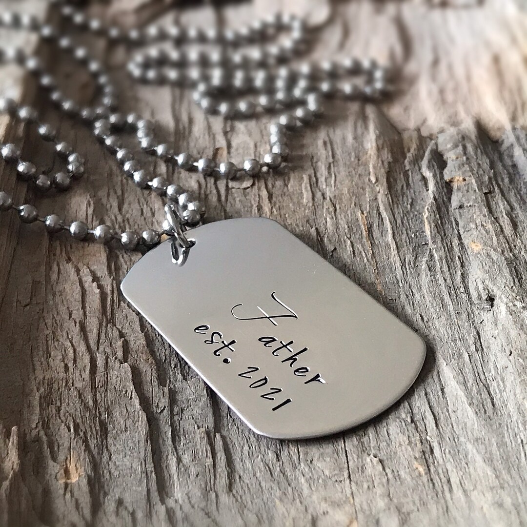 Custom Dog Tag Necklace in Stainless Steel. Personalized Gifts for Dad ...