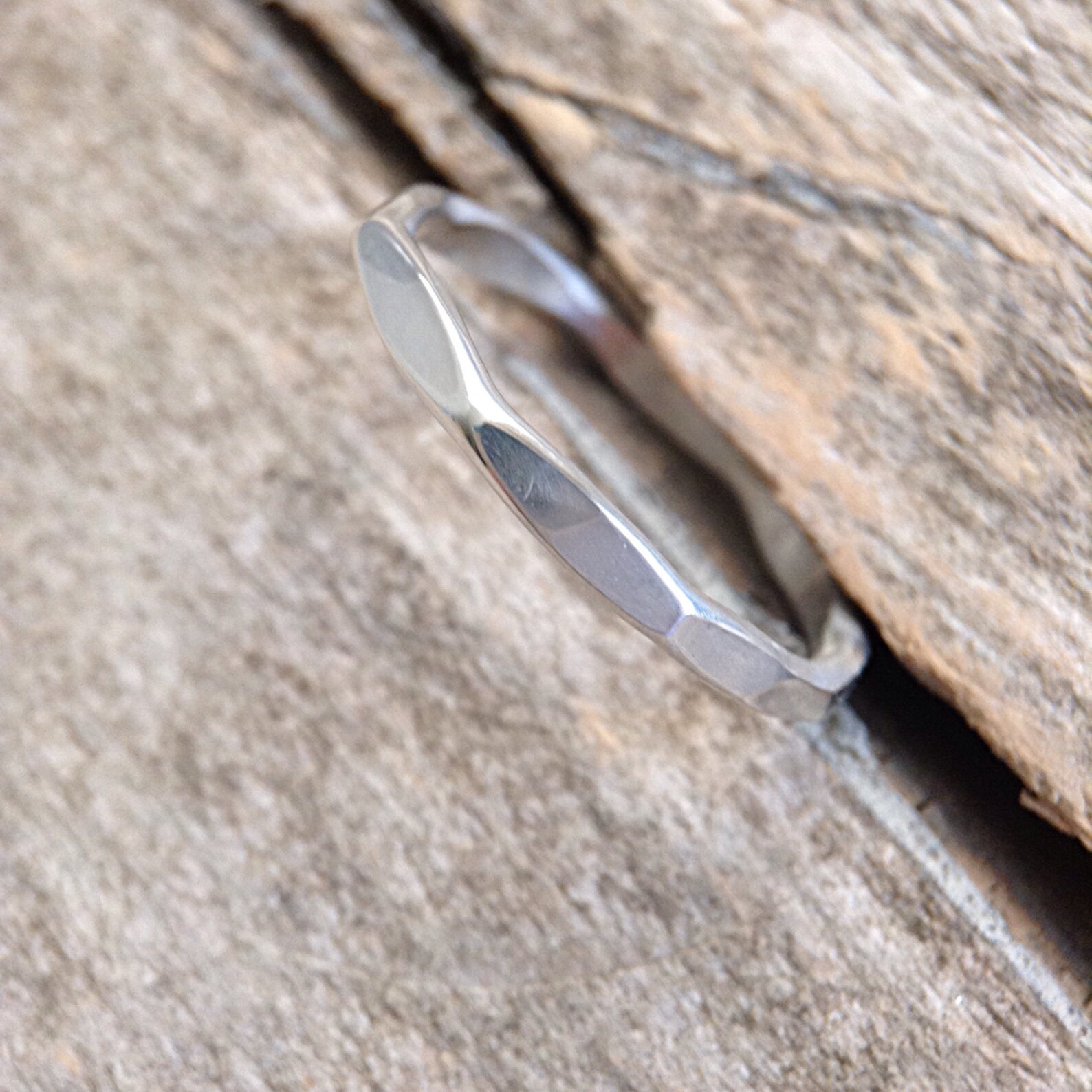 Faceted Ring 925 Sterling Silver Ring Band Stacking Rings | Etsy