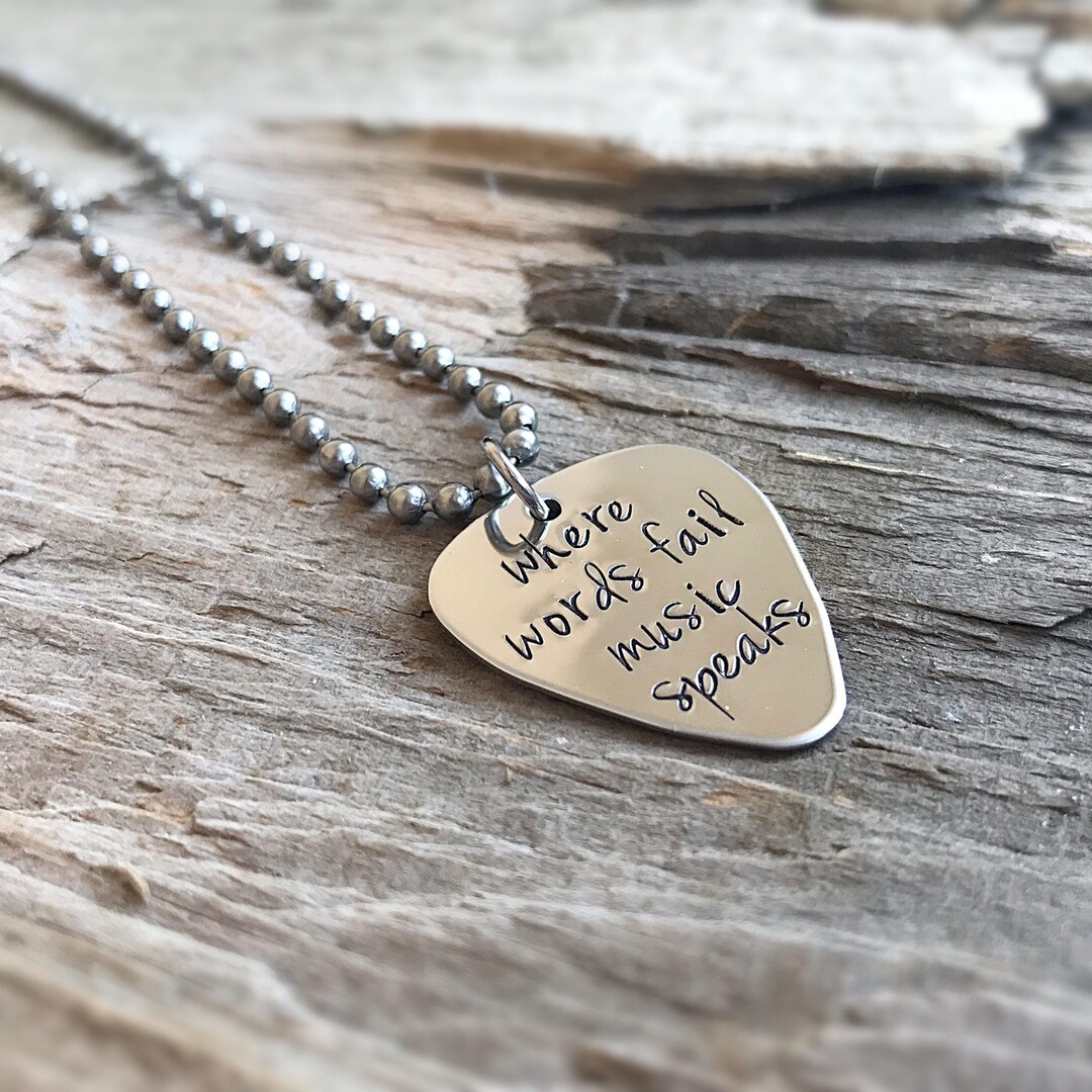 Custom Guitar Pick Necklace, Electric Guitar, Plectrum, Where Words ...