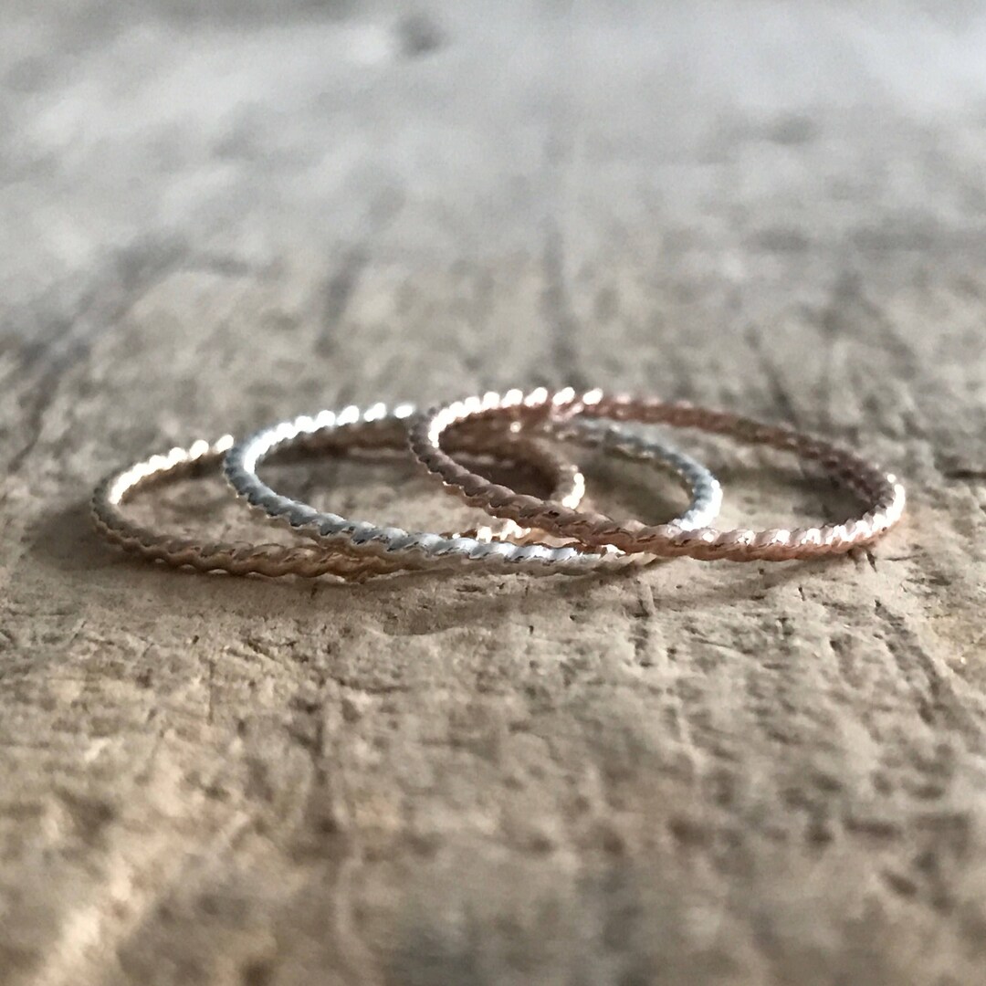 Set of 3 Twist Rings, Set of Three, Tricolor Ring Set, 3 Ring Set ...