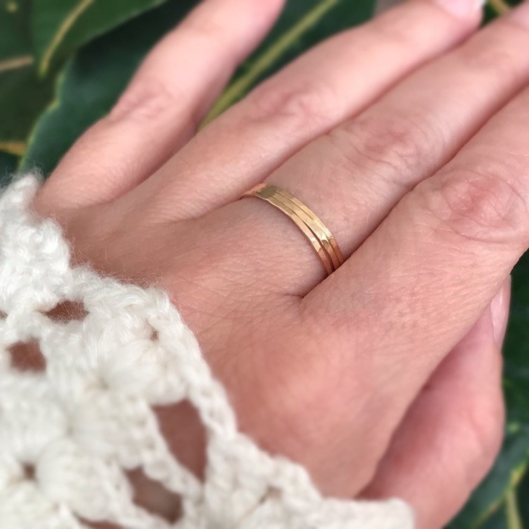 Set of 3 Gold Stacking Rings for Women, Minimalist Ring, 14k Gold ...