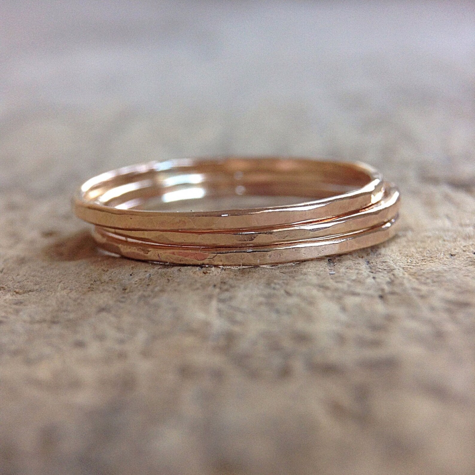 Set of 3 Gold Stacking Rings for Women Minimalist Ring 14k | Etsy