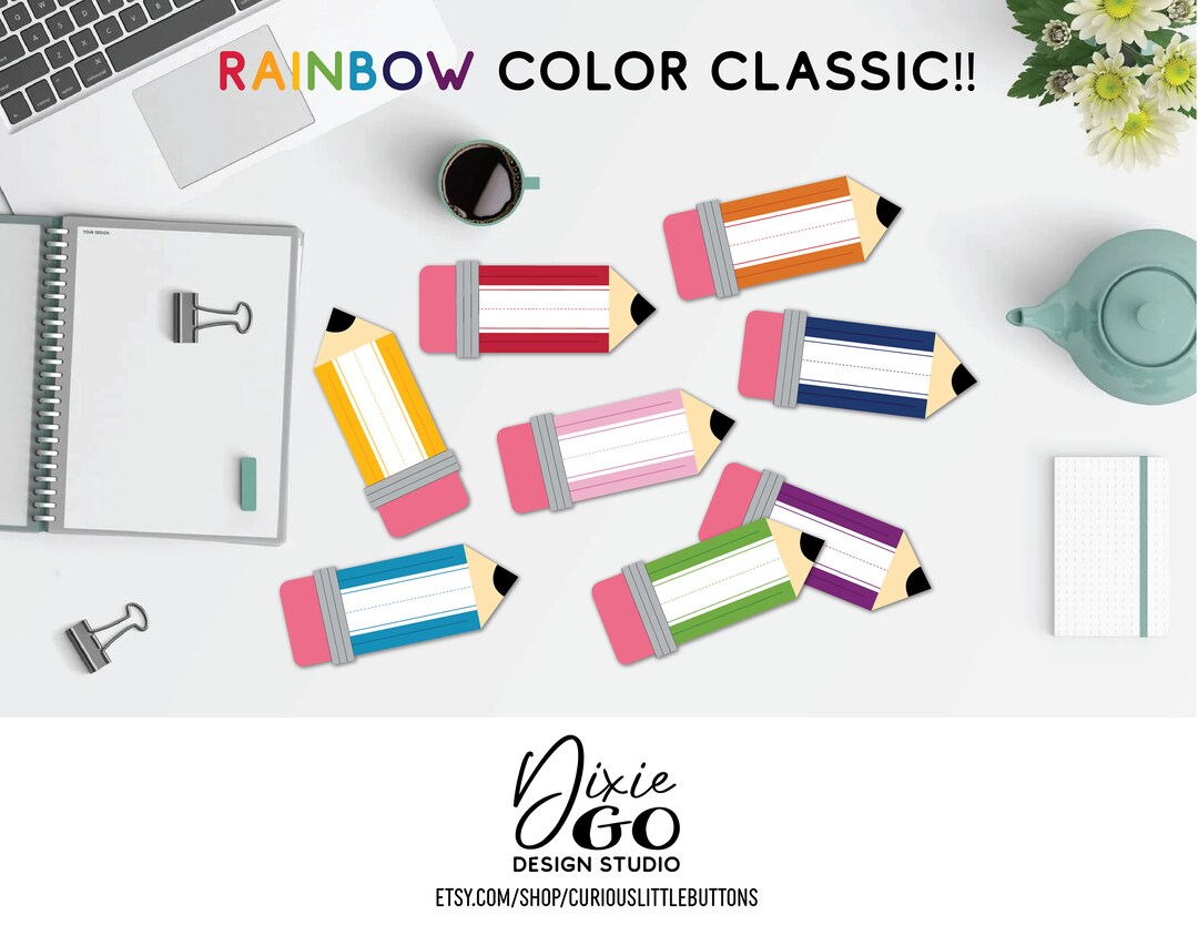 Pencil Desk Name Tags- 8 Rainbow Color Assortment (digital Download) - Etsy