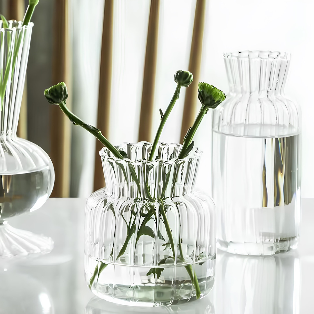 Modern Clear Glass Vase, Minimalist Transparent Flower Pot, Modular ...