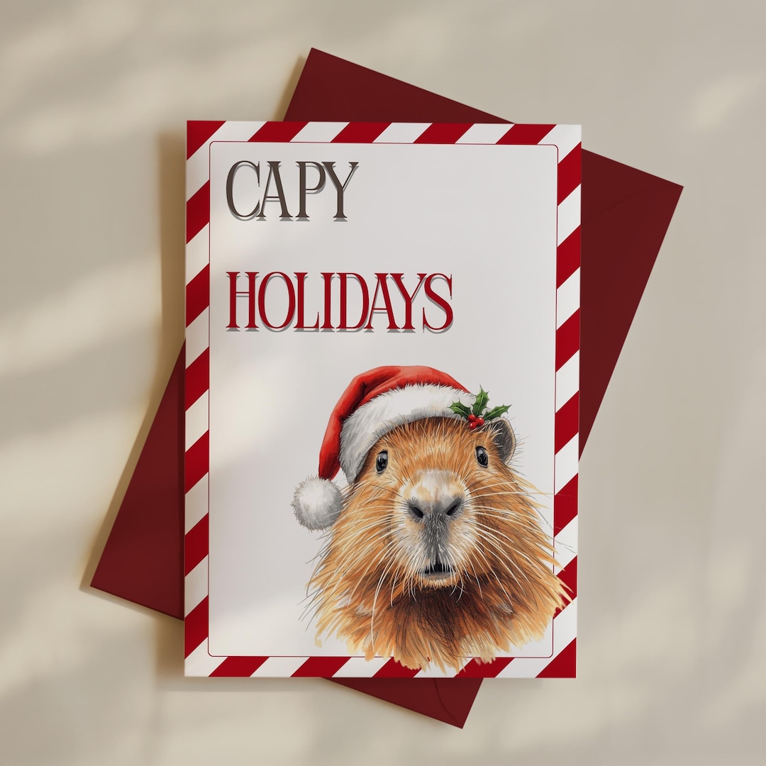 Cartão de Natal com Capivara Papai Noel - Cartão Postal de Natal para ...