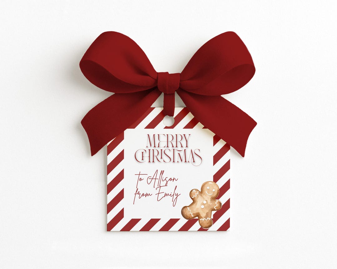 Editable Square Christmas Gift Tag • Gingerbread Holiday Tag Template ...