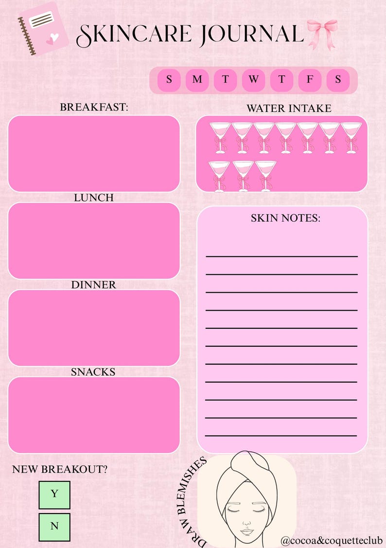 2025 My Skin Diary – Digital Skincare Journal | Daily Routine Tracker ...