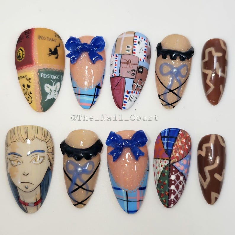 Handmade Gachiakuta Anime Press on Nails: Brown Vintage Nail Art - Etsy