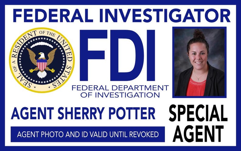 Fake Federal Agent ID Card: Cosplay, True Crime, Gag Gift - Etsy