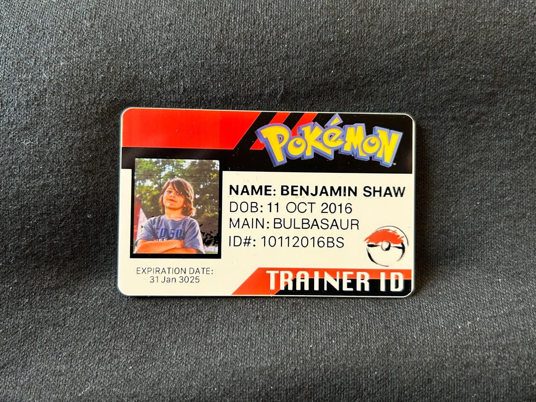 Pokemon Trainer ID Card - Customizable Trainer Card, Cosplay, Birthday ...