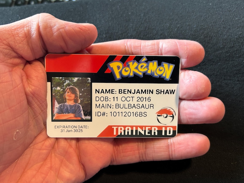 Pokemon Trainer ID Card - Customizable Trainer Card, Cosplay, Birthday ...