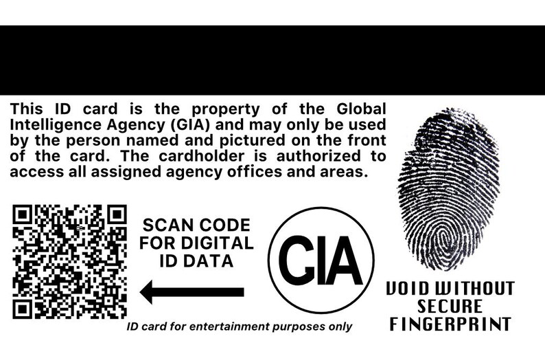 Secret Agent ID Card! CIA, Cosplay, Murder Mystery, Escape Room, Gag ...