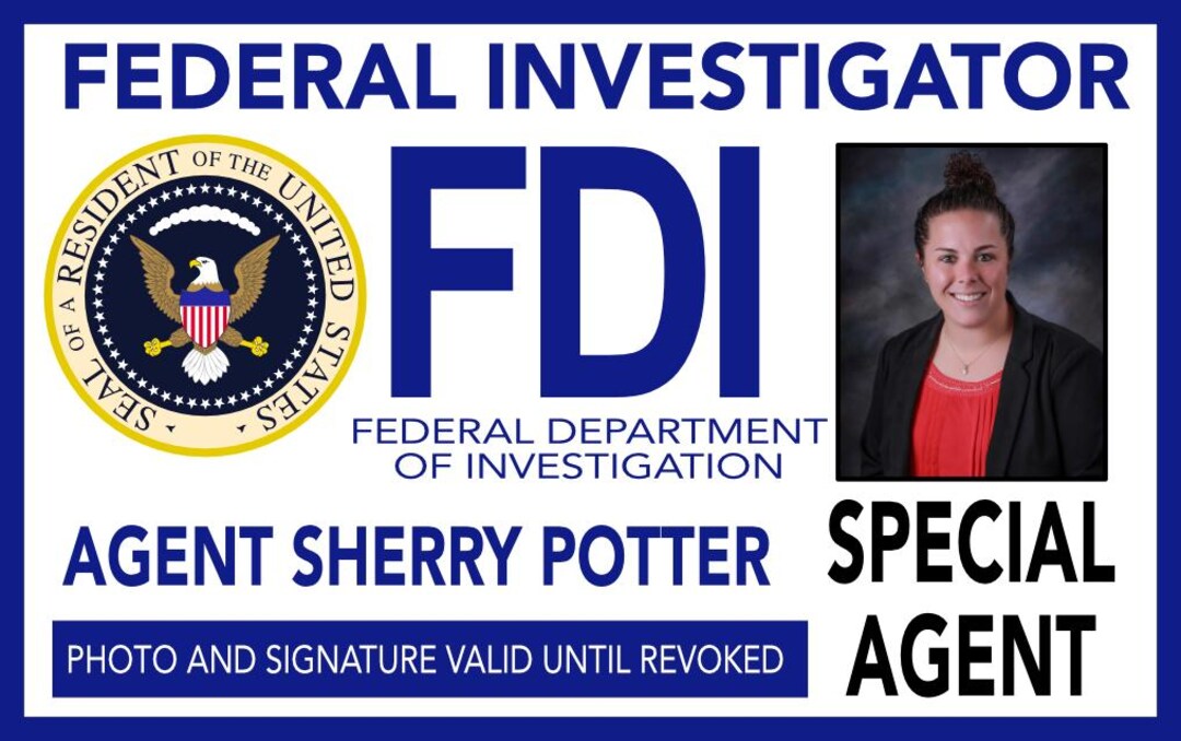 Federal Agent ID Card! FBI, True Crime, Cosplay, Murder Mystery, Escape ...