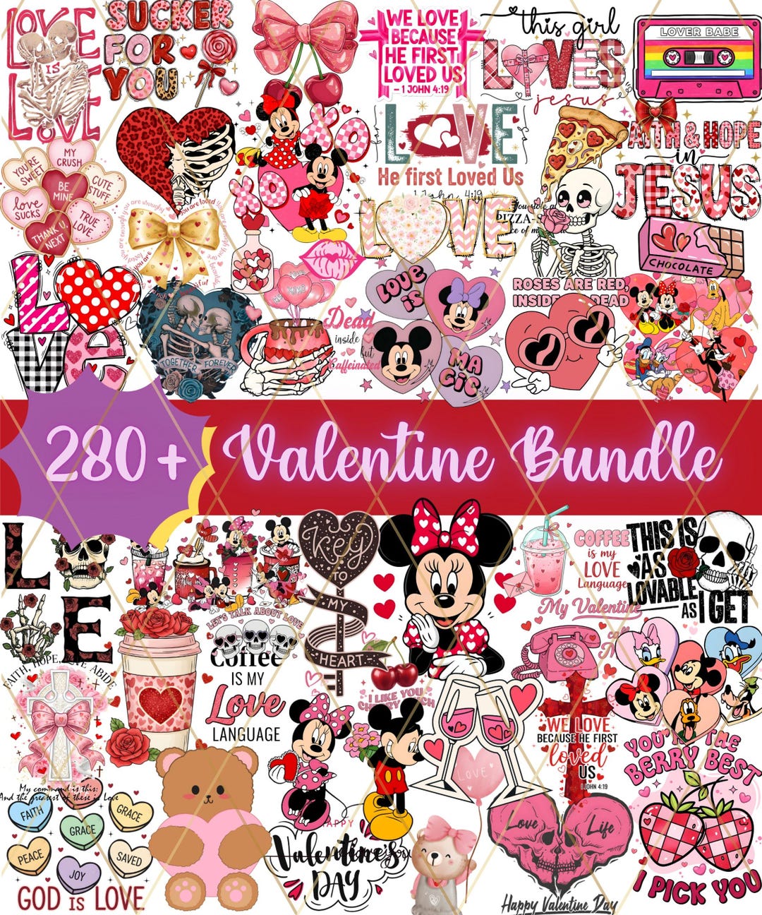 280+ Valentine Mega Bundle Png Bundle, Retro Valentine Png, Valentines ...
