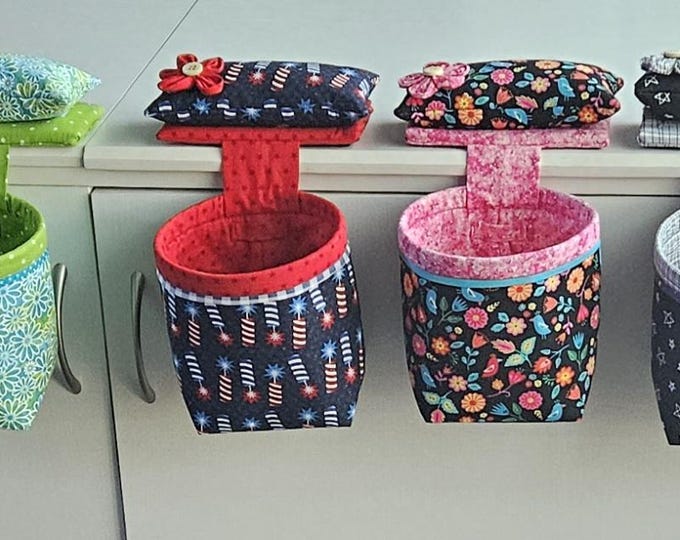 Handcrafted Thread Catcher: Cotton Basket With Pin Cushion & Snip ...