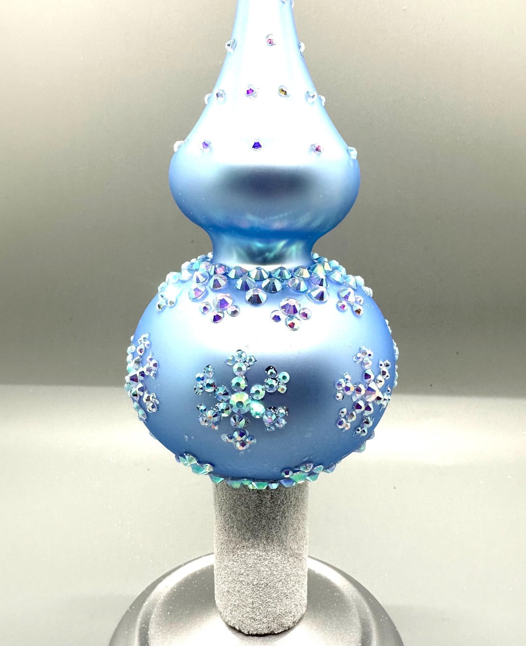 Crystal Tree Topper, 11 Inch Matte Light Blue Blown Glass, Christmas ...