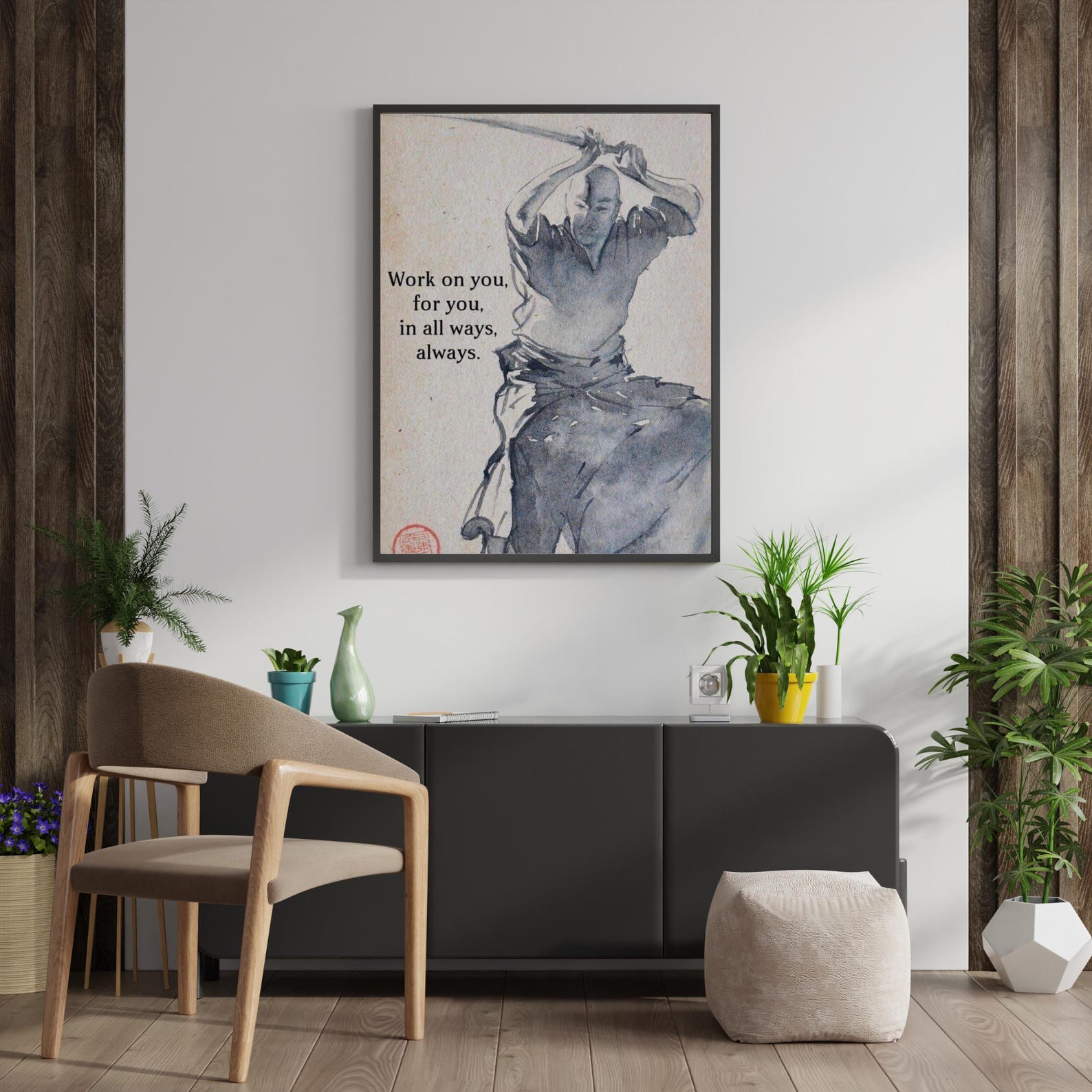 Work on You~ Samurai Warrior Wall Art, Bushido Code Print, Zen ...
