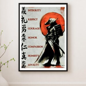 Bushido Code Printable • Samurai Warrior Wall Art • Zen Motivational ...