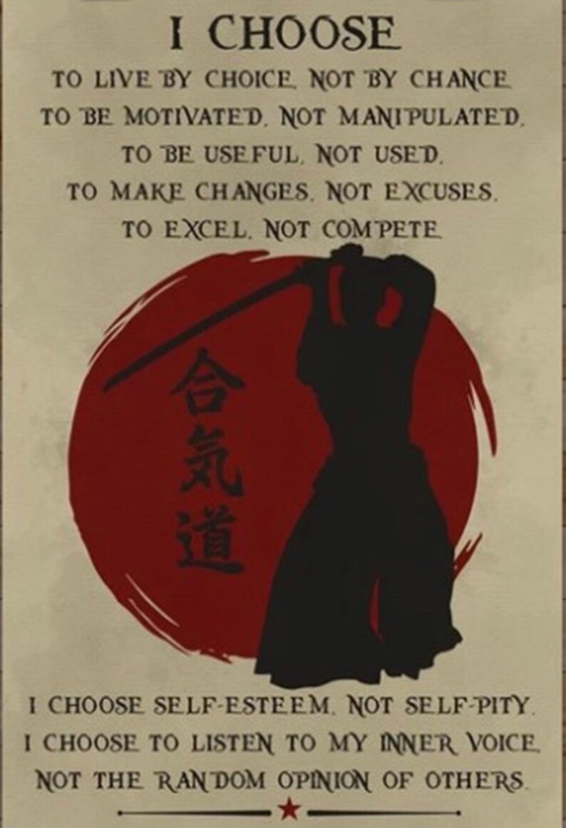 I Choose ~ Samurai Warrior Wall Art • Bushido Code Print • Zen ...