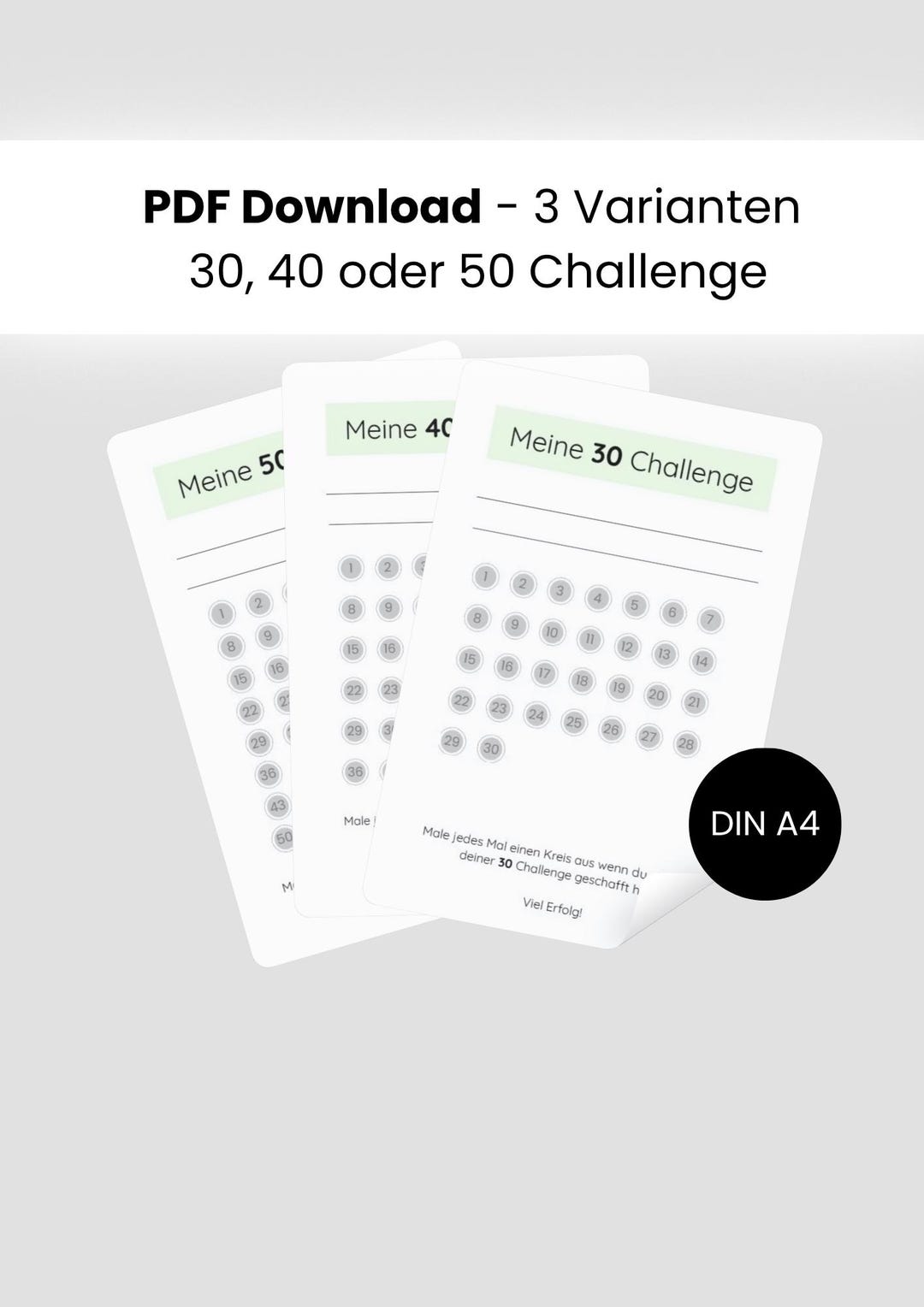 Challenge Tracker | PDF A4 Download for Printing | My 30/40/50 ...
