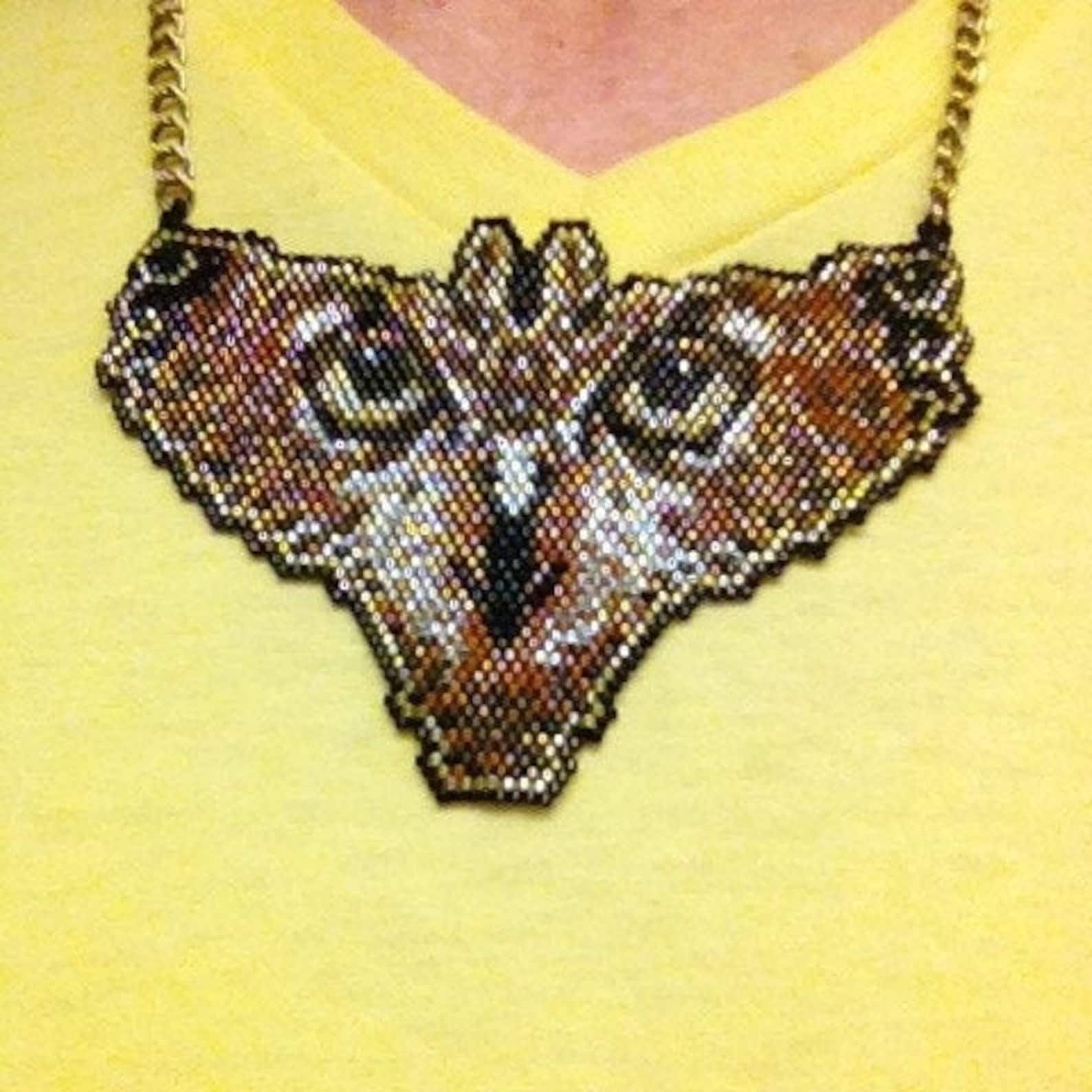Owl Face Eyes Butterfly Beading Pattern for Amulet Pendant Ornament or ...