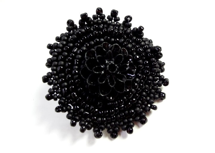 Black on Black Fashion Brooch Beaded Pin - Etsy
