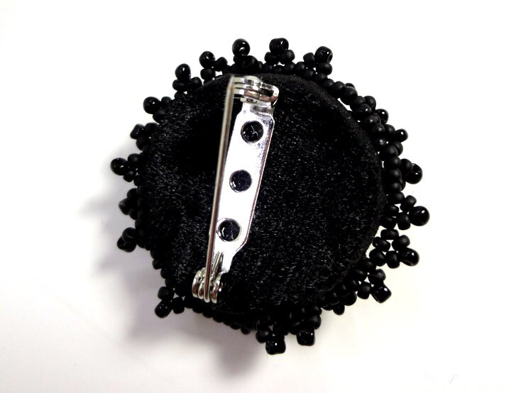 Black on Black Fashion Brooch Beaded Pin - Etsy