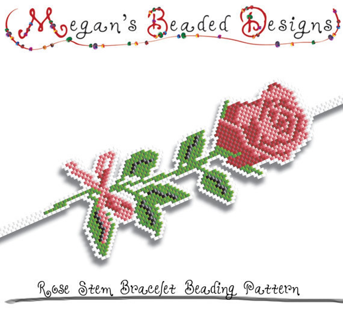 Bracelet Beading Pattern - Rose Stem Sculpted Brick or Peyote Stitch ...