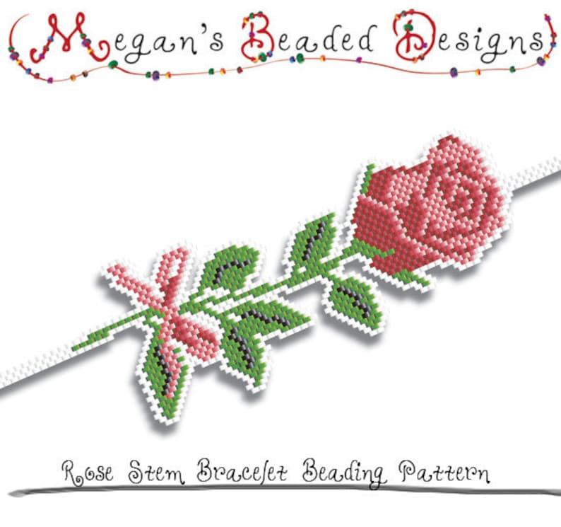 Bracelet Beading Pattern - Rose Stem Sculpted Brick or Peyote Stitch ...