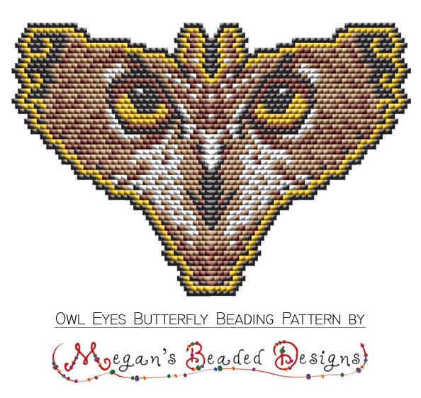Owl Face Eyes Butterfly Beading Pattern for Amulet Pendant Ornament or ...