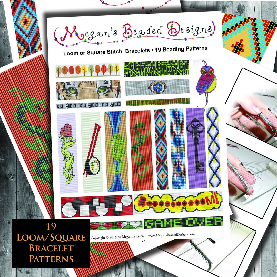Bead Loom or Square Pattern Collection of 19 Bracelet Designs ...